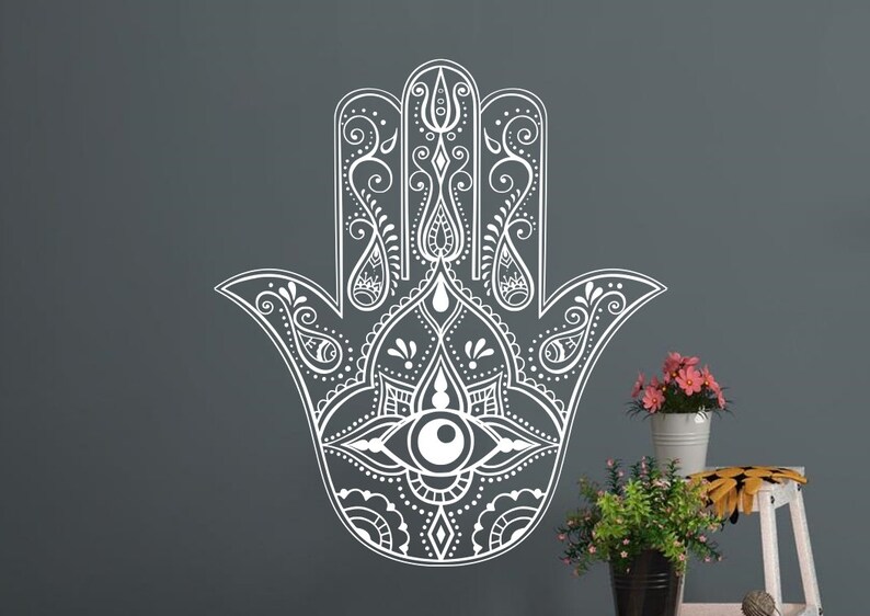 Hamsa Wall Decal- Hamsa Vinyl Decal- Hamsa Wall Art- Hand of Fatima ...