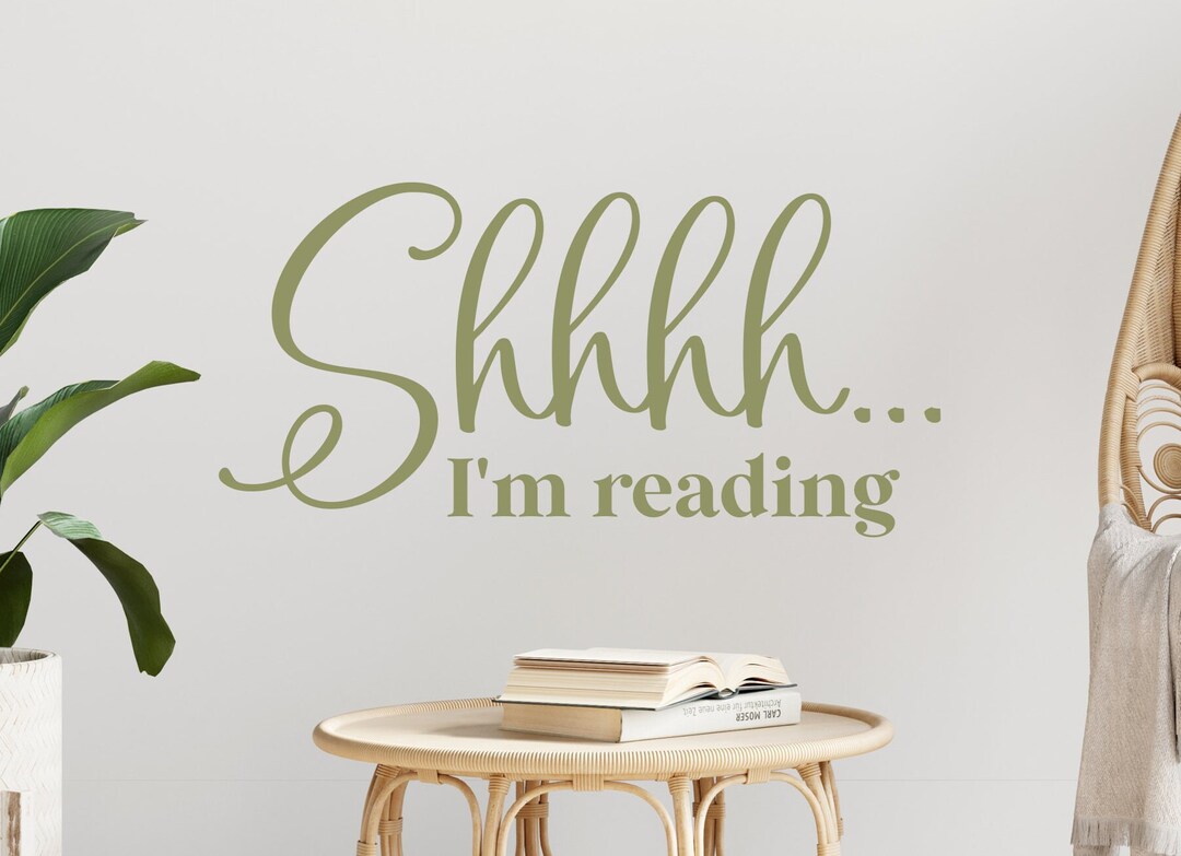 Shhh I'm Reading Wall Decal - Reading Quote Wall Decor - Library Decal ...