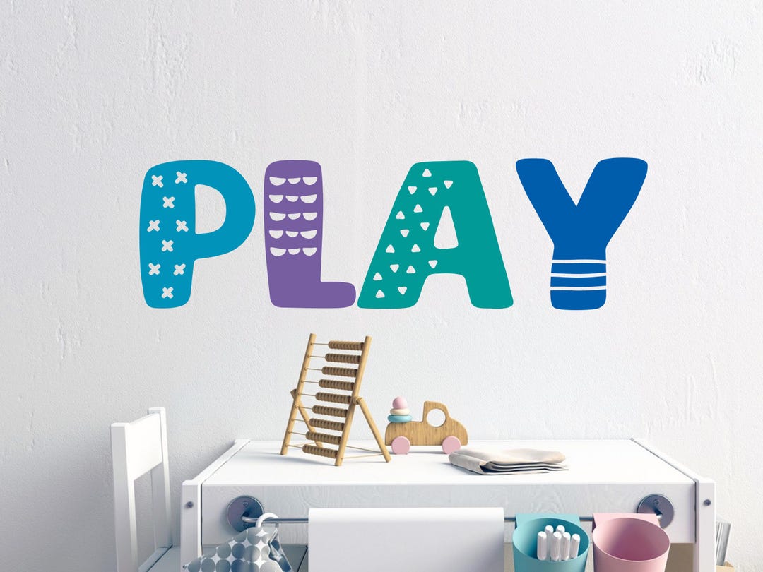 Multicolored Play Decal - Playroom Wall Decal - Play Wall Decal ...
