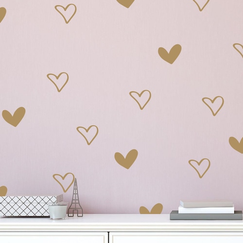 Heart Wall Decals Hand Drawn Heart Decals Heart Vinyl | Etsy