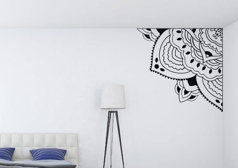 Quarter Mandala Wall Decal, Mandala Vinyl Decal, Quarter Mandala Wall ...