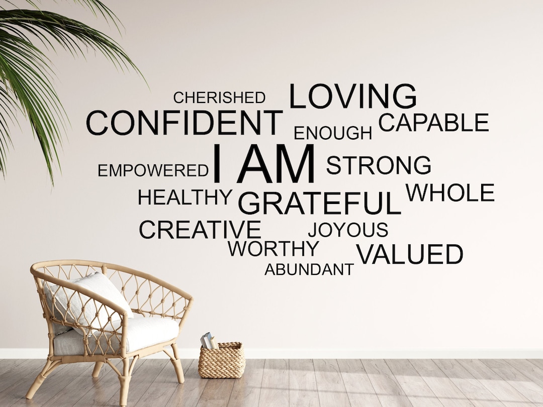 I Am Affirmation Decal - Positive Word Collage Decal - Positive ...