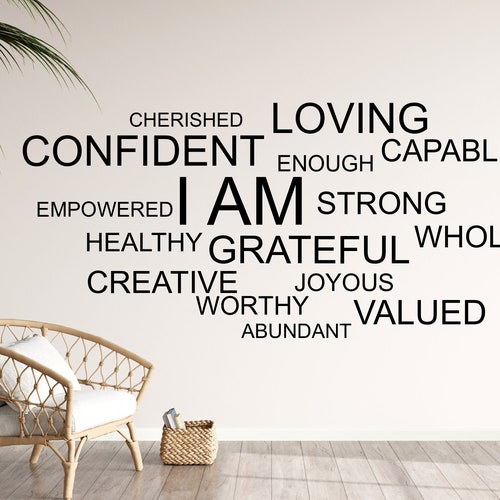 I Am Affirmation Decal Positive Word Collage Decal - Etsy