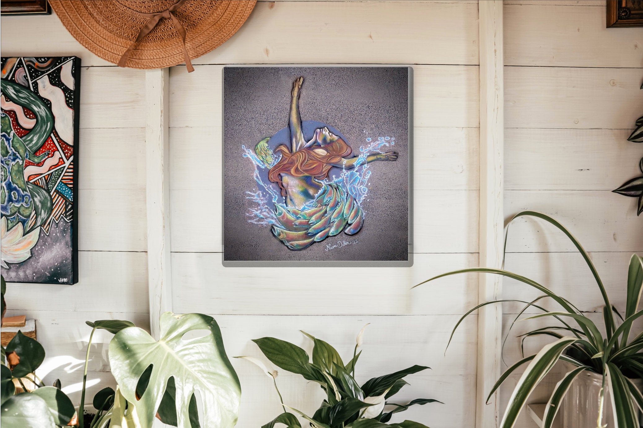 Original Inkjet Print, Fish Woman Art Print, Aquarius, Pisces, Salmon ...