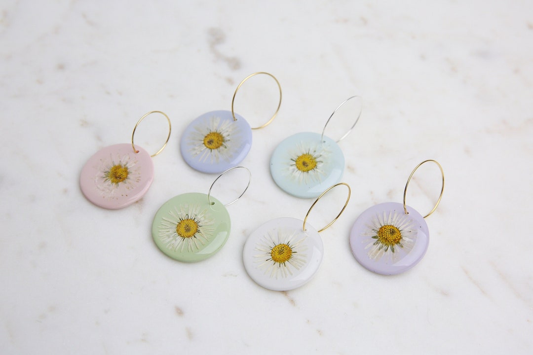 Daisy Circle Hoops | Real Flowers From the Pacific Northwest - Etsy