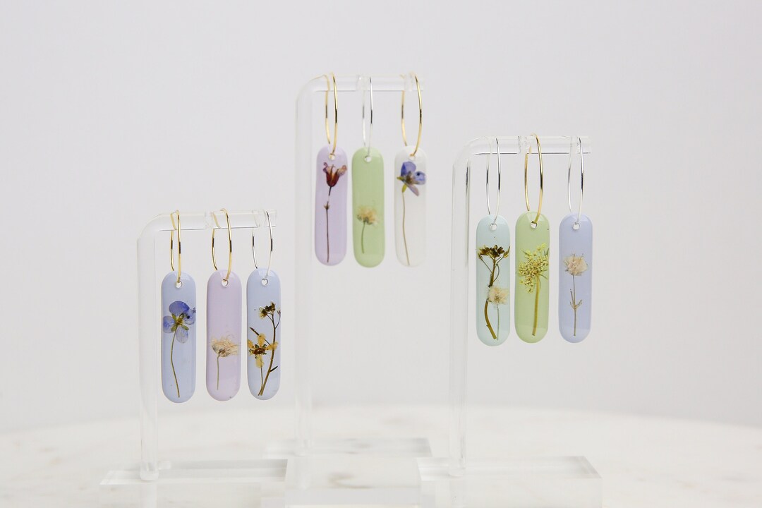 Wildflower Oblong Hoops | Real Flowers From the Pacific Northwest - Etsy