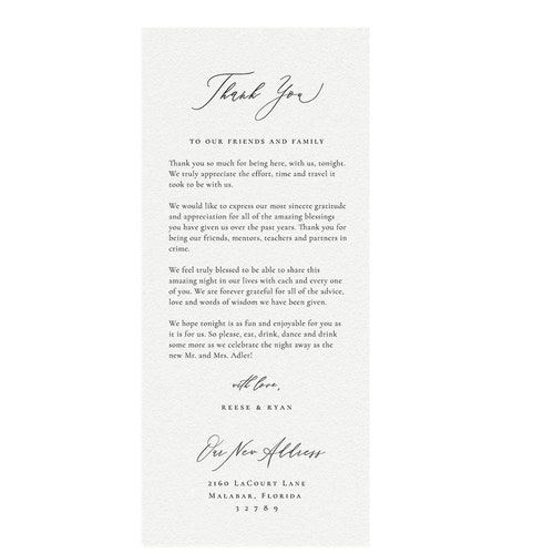 Adler: Thank You 4x9 Flat Print Napkin Insert Card - Etsy
