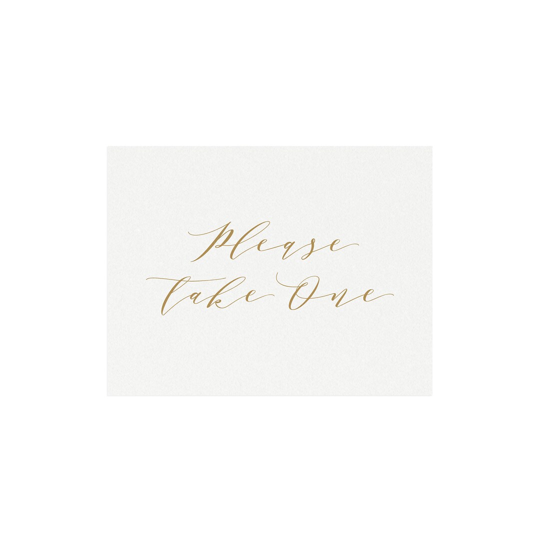 Gold Calligraphy Favor Sign: Please Take One, Wedding Reception (PDF ...