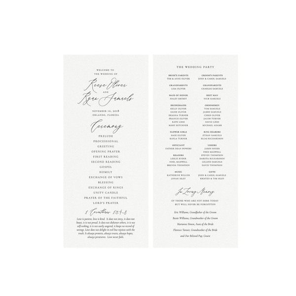 Flat Wedding Program Template - Etsy