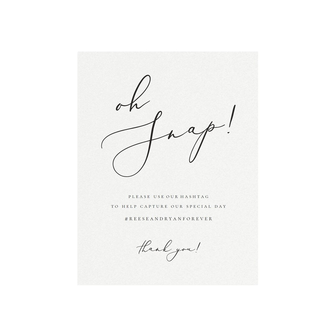 Calligraphy Oh Snap Wedding Sign Template: Minimalist Social Media (PDF ...