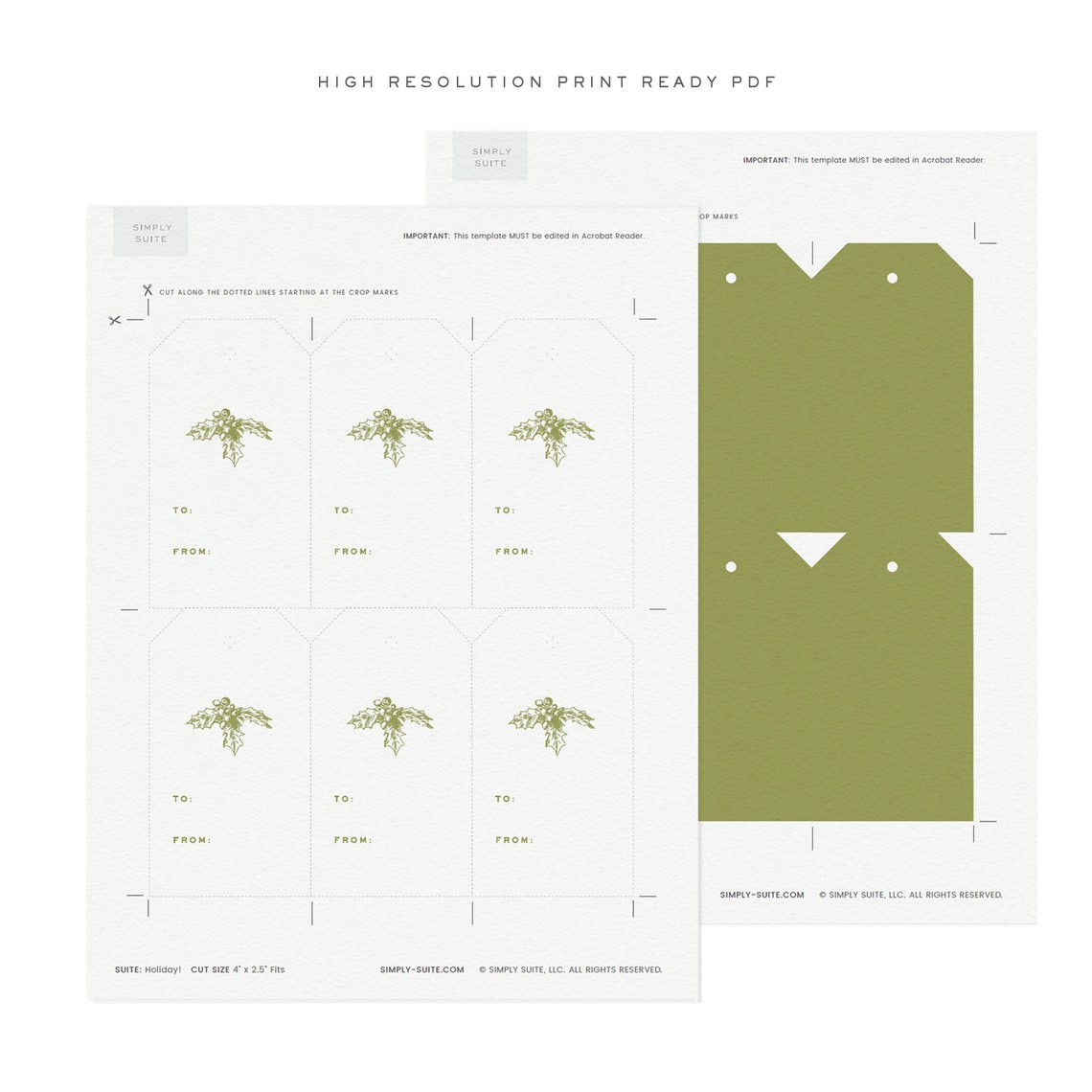 Printable Holly Gift Tag Printable PDF Christmas Gift Tags - Etsy