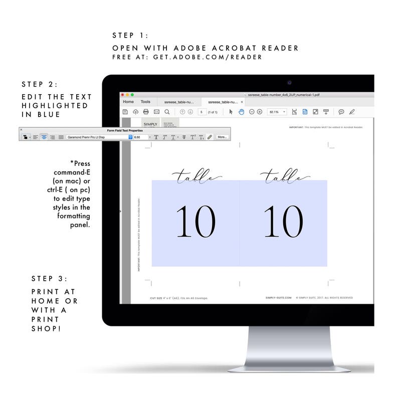 Reese: 4x6 Printable Numerical Table Number Template Hand | Etsy