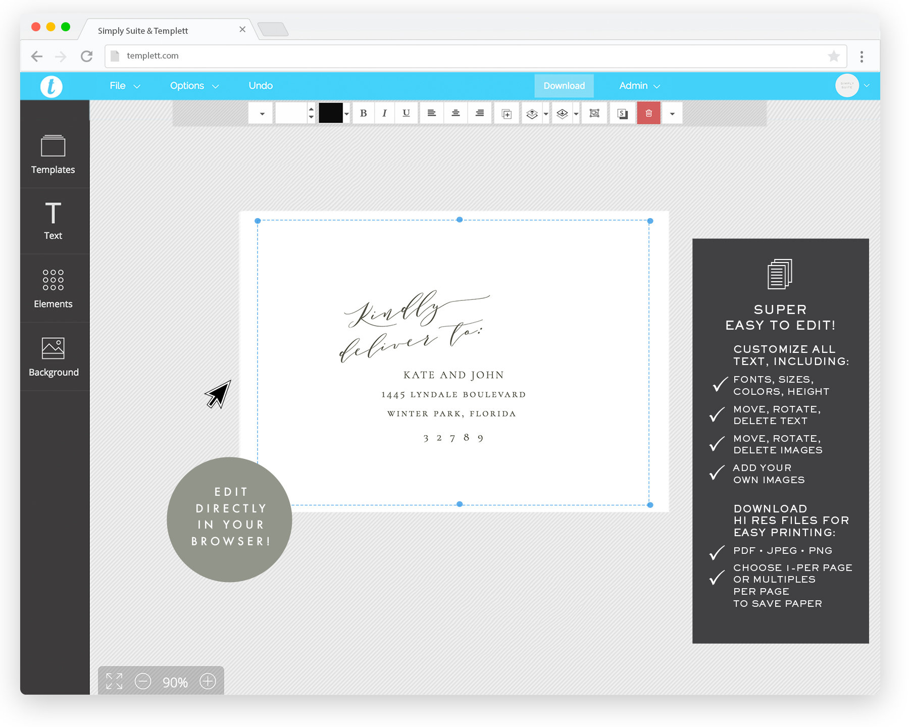 Melia: 4-bar Printable Envelope Template in Slate Gray | Etsy