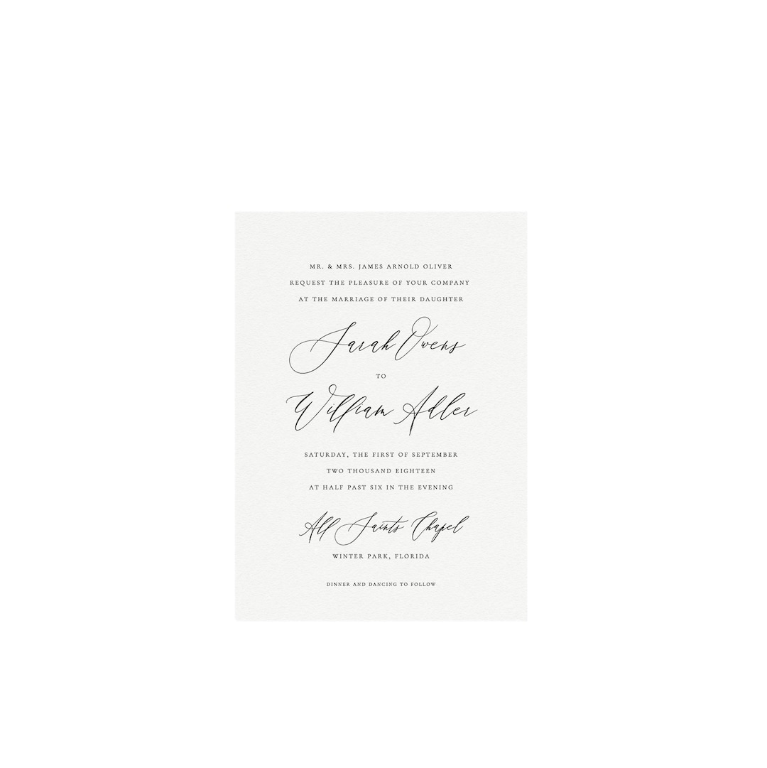 Adler: Wedding Invitation Template, 5x7 Calligraphy Printable, DIY ...