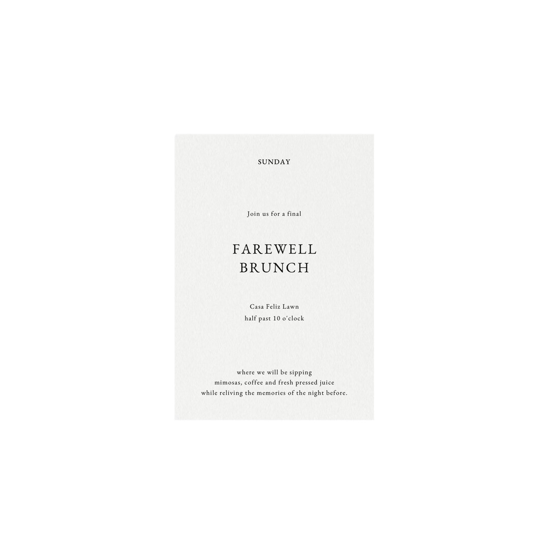 Farewell Brunch Invitation Card Template: 3.5x5 Editable Enclosure ...