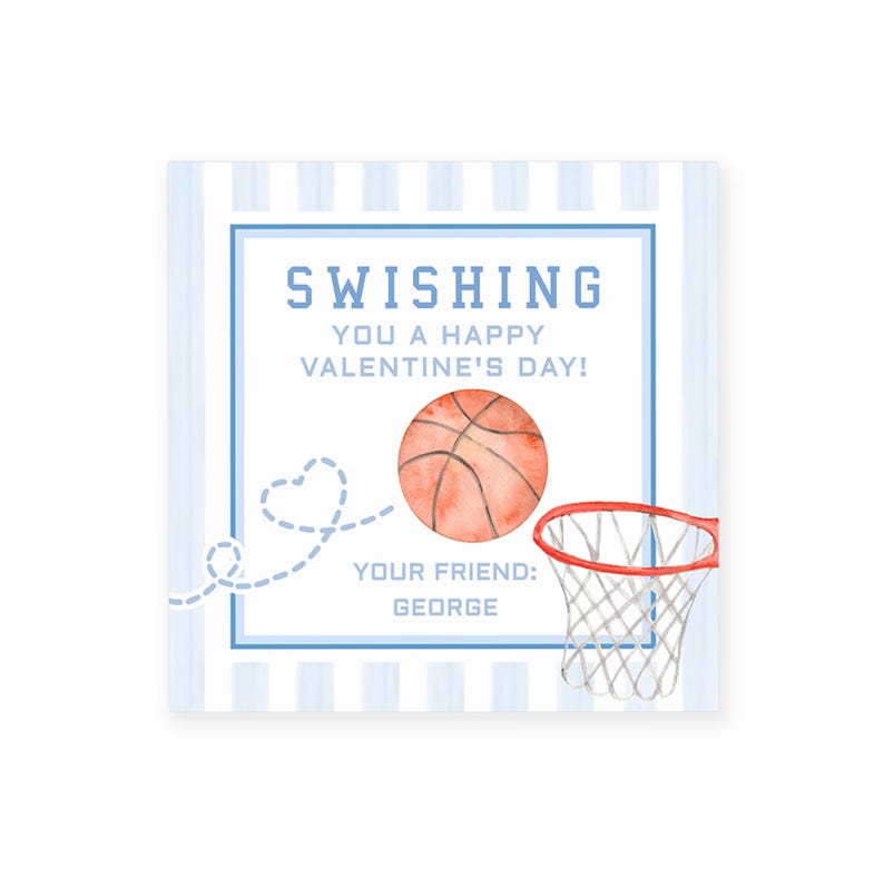 Basketball Valentine's Day Card | Editable Classroom Printable - Etsy