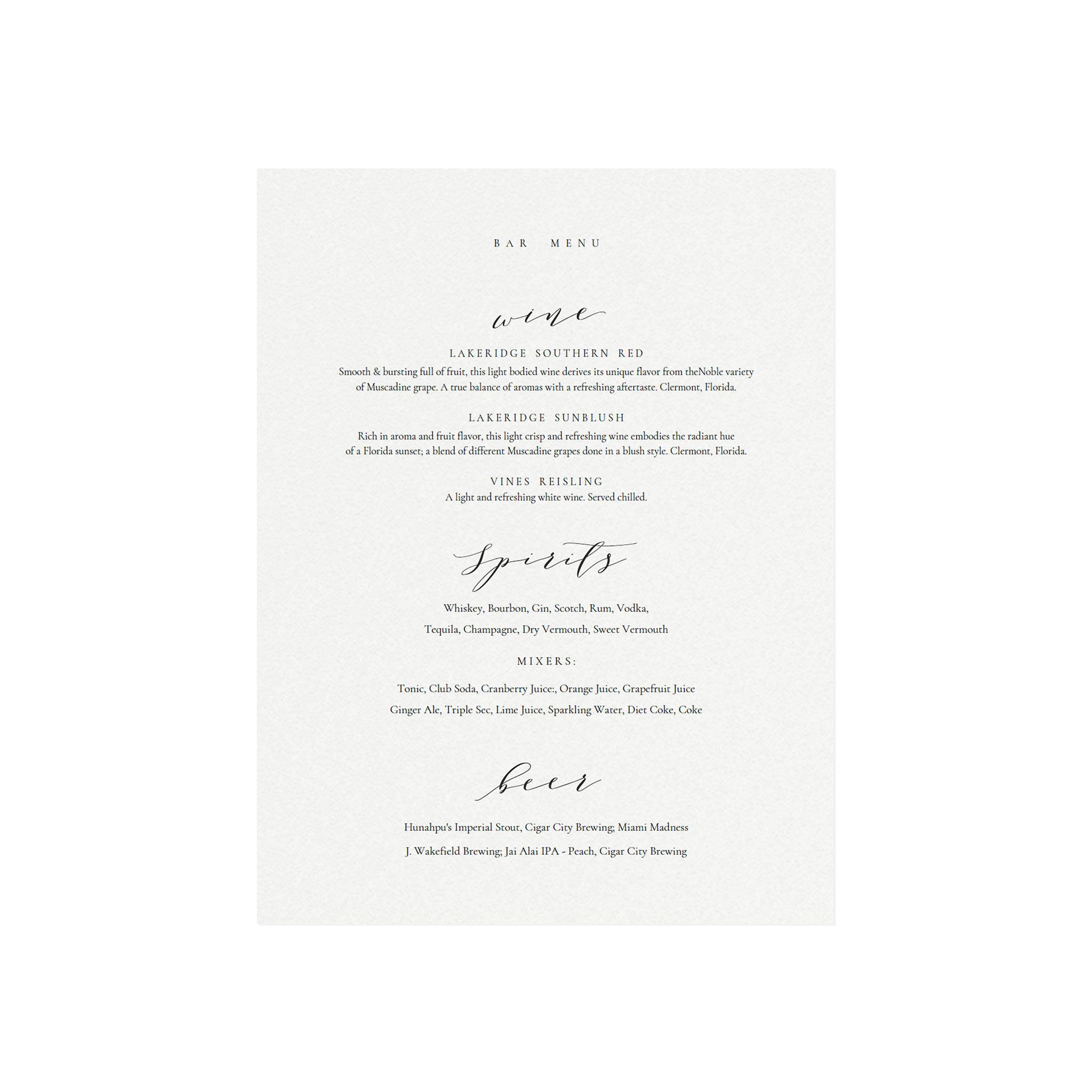 Melia: Bar Menu 8x10 Sign Drink Menu Calligraphy Sign Menu | Etsy
