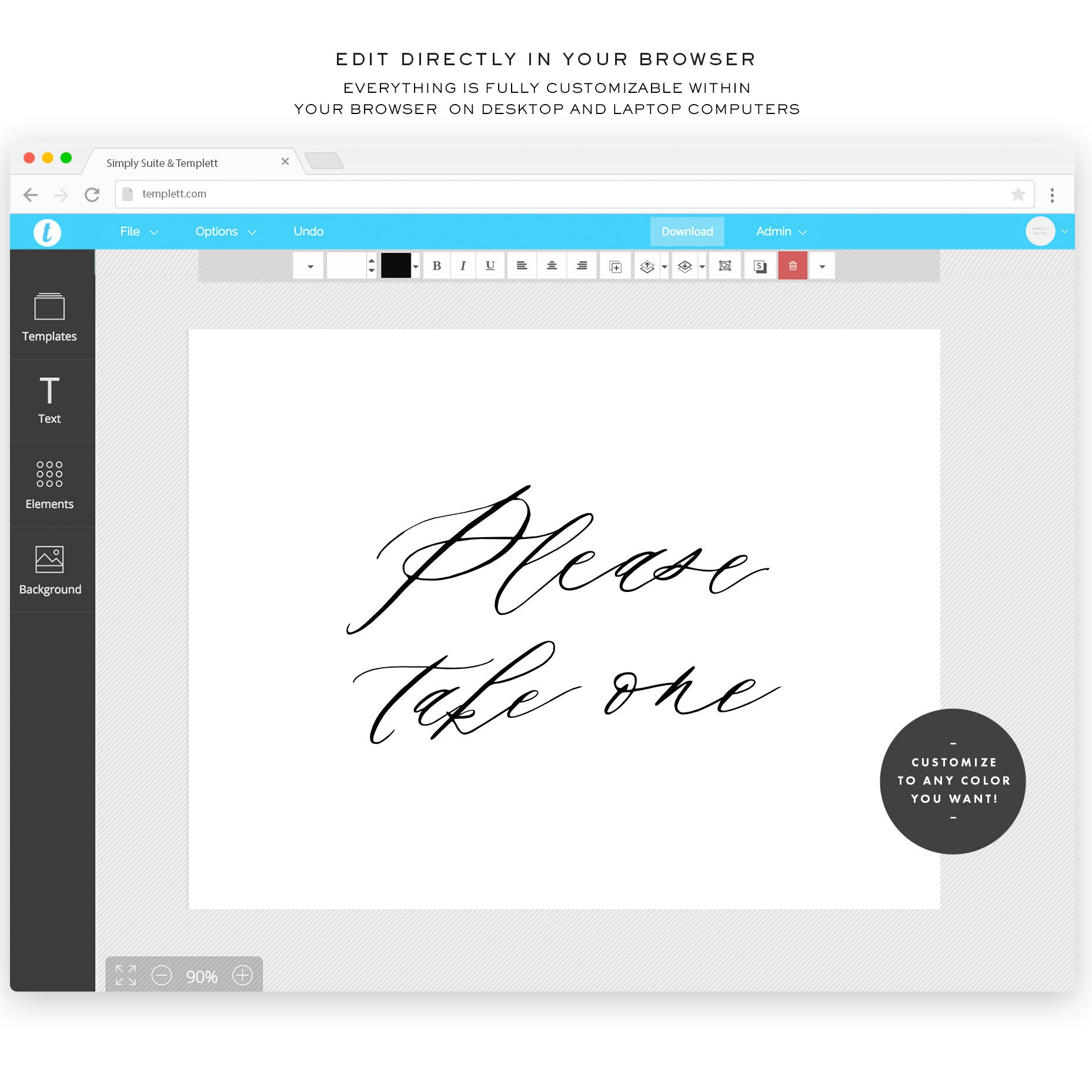 Calligraphy Please Take One Sign: Wedding Favor Printable (digital ...
