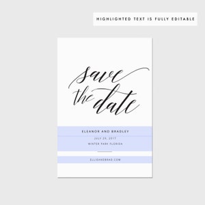 Printable Save the Date Template, Calligraphy Save the Date Template ...