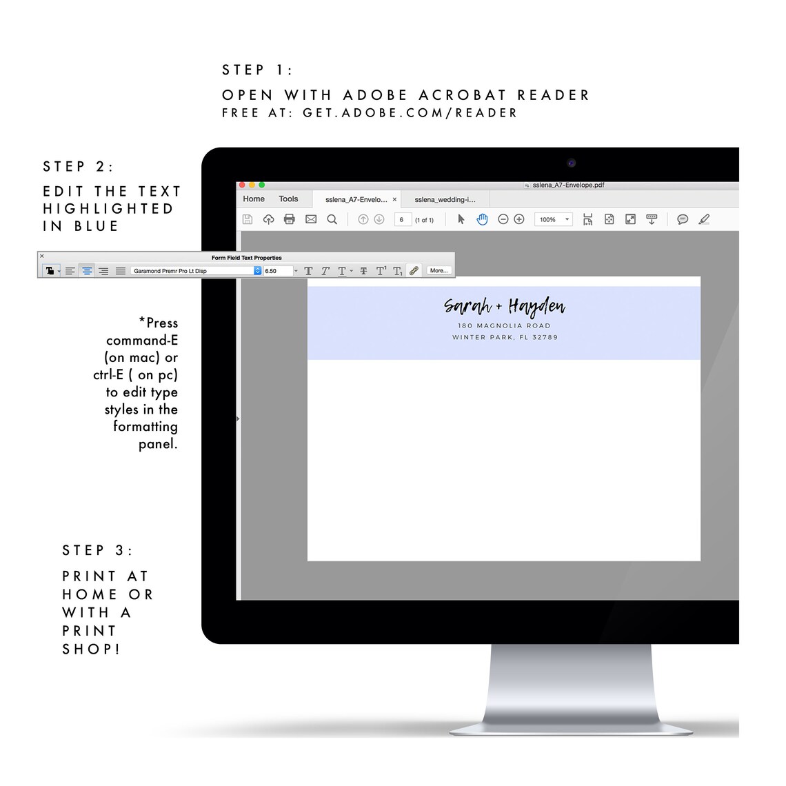 Lena: A7 Envelope Template Printable Calligraphy Envelope | Etsy