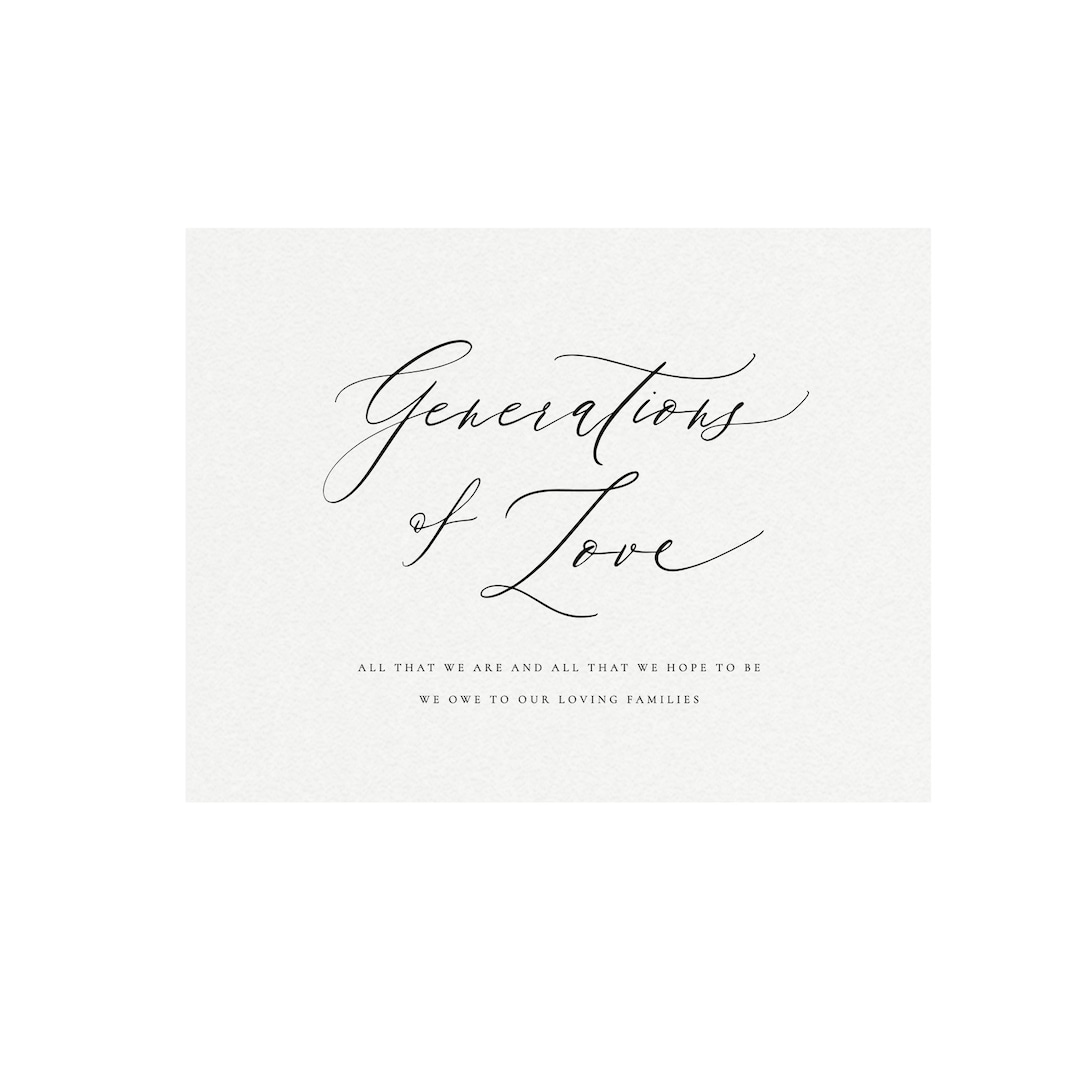 Adler: Generations of Love Printable Template, 8x10, DIY Wedding Sign ...