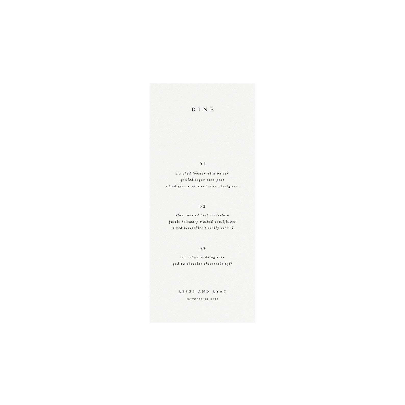 Reese: Printable 4x9 Wedding Menu Template, Minimalist Dinner Menu ...
