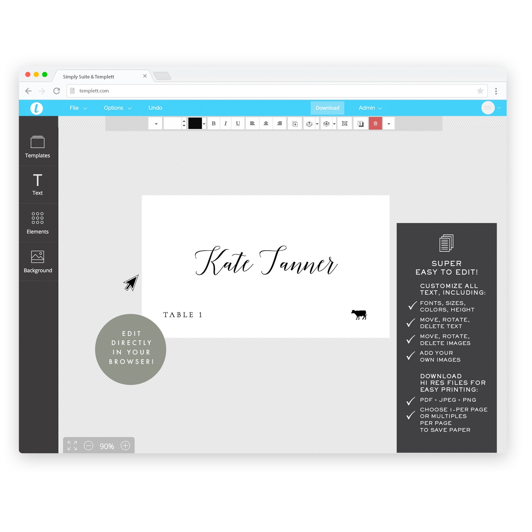 Adel: Escort Card Printable Template Meal Icons 3.5x2 AVERY | Etsy