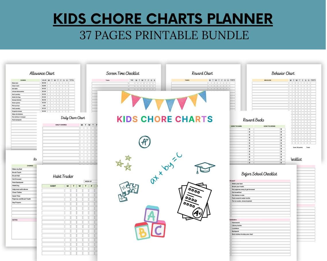 Kids Chore Chart Planner Customizable Chore Chart, Daily and Weekly ...