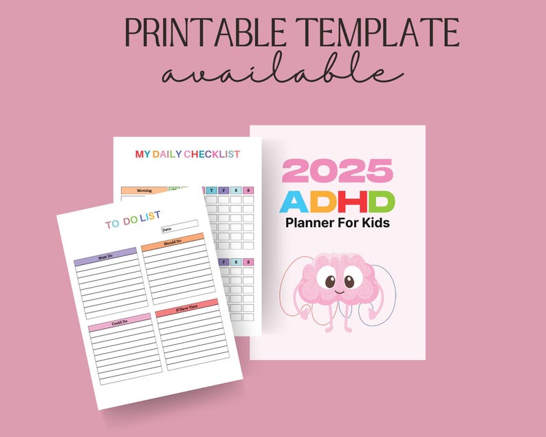 2025 Kids ADHD Planner ADHD Planner, Mental Health Planner, Printable ...