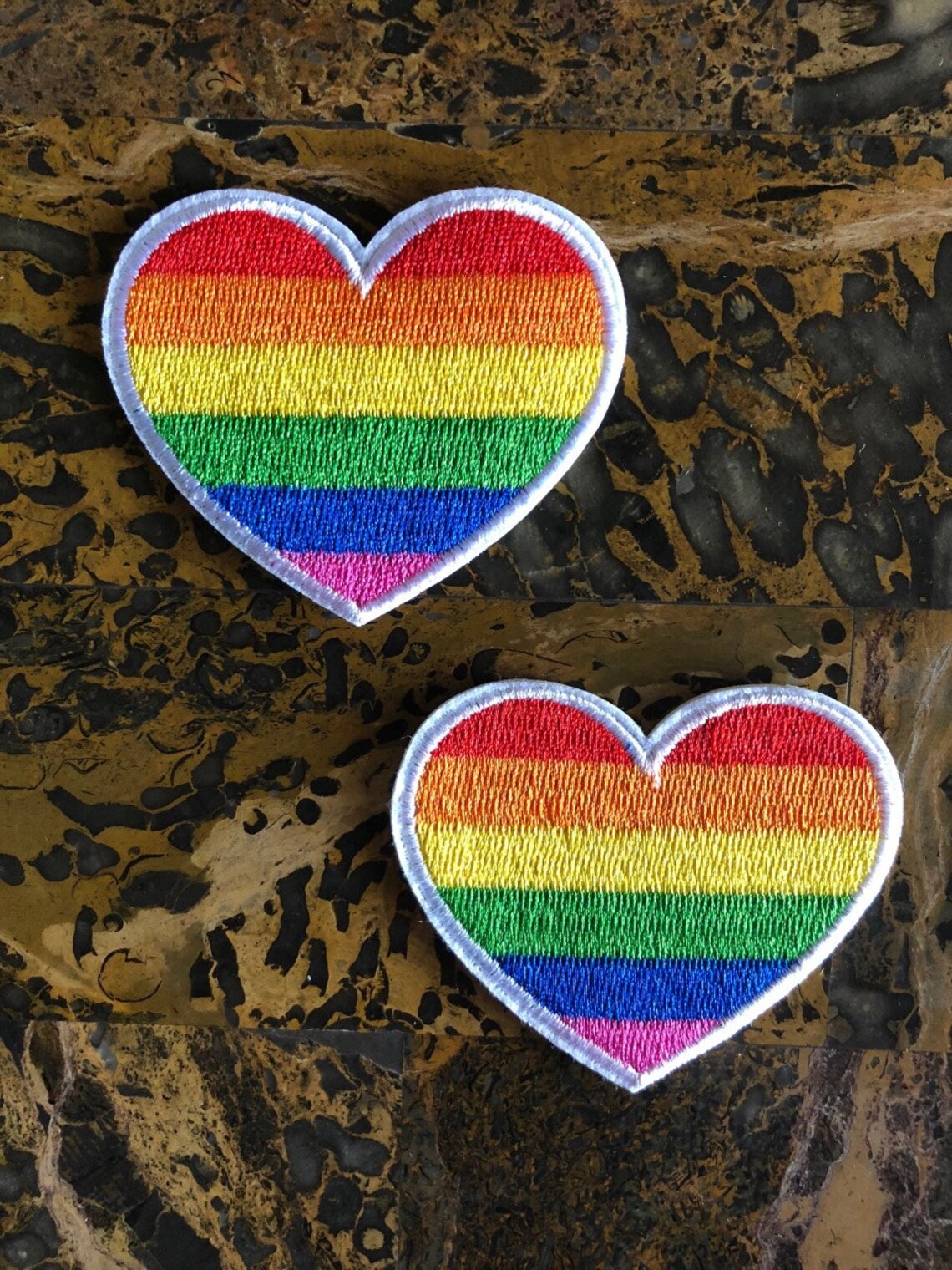 2 Rainbow Pride Heart Iron On Sew On Embroidered Patch Etsy