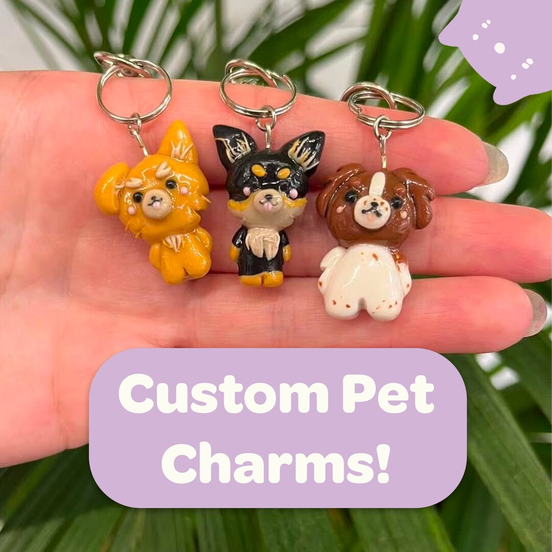 Handmade Custom Polymer Clay Pet Charms Personalized Pet Keychains - Etsy