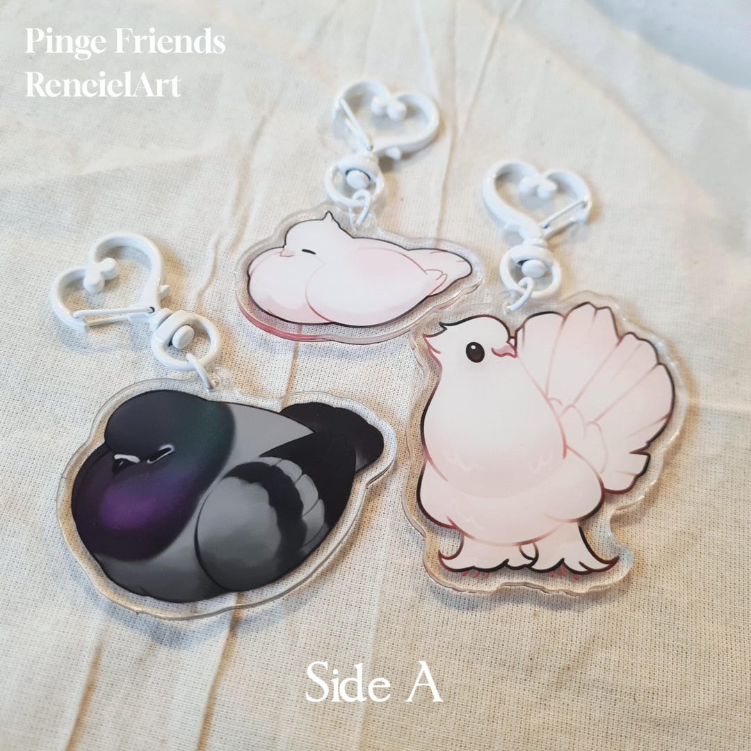Pinge Friends Keychain Charms | Cute Pigeon Dove Bird Keyrings for Bird ...