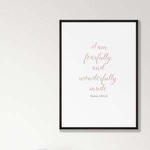 Digital Poster Psalm 139:14 Bible Verse I Am Fearfully and Wonderfully ...
