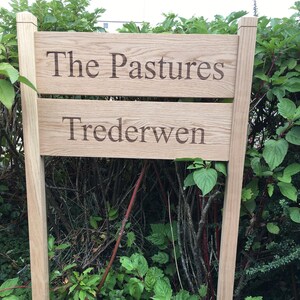 Wide Oak Freestanding Sign, Double Ladder Double Sided Solid Oak Sign ...