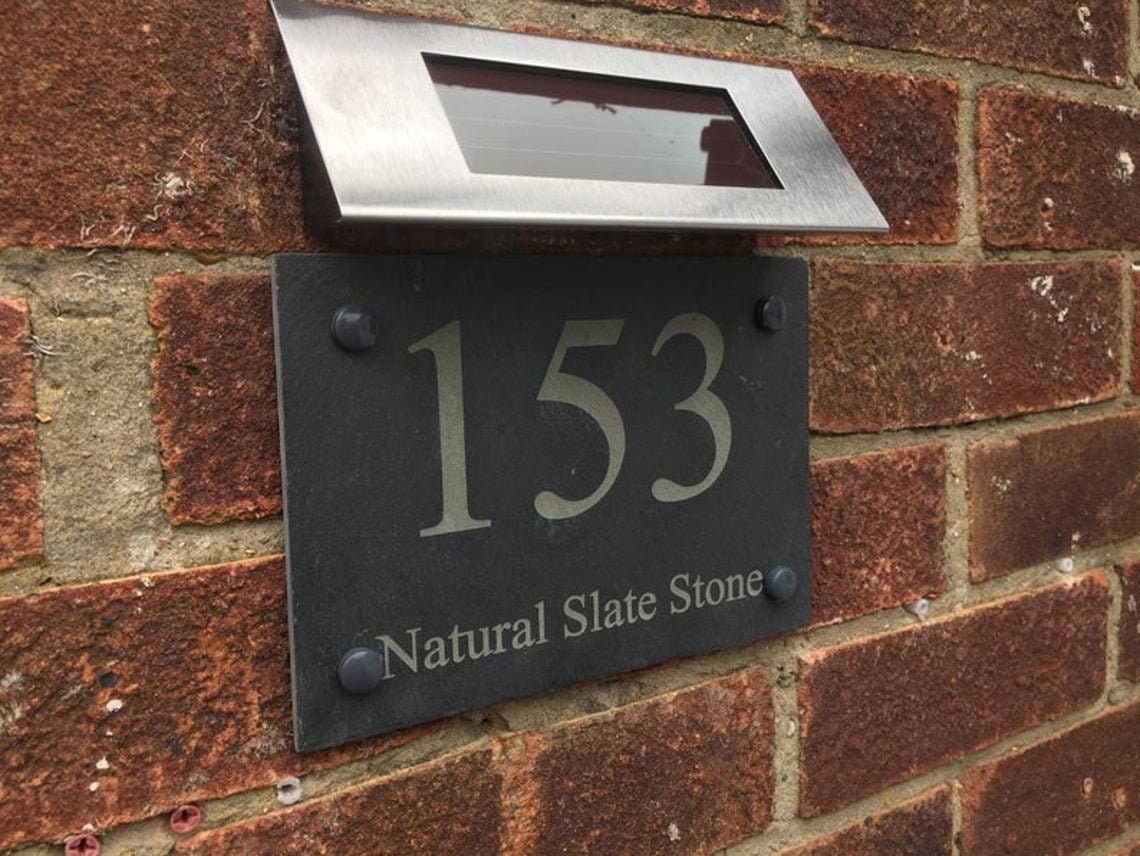Modern Engraved Slate Solar House Sign Plaque Natural Stone - Etsy Canada