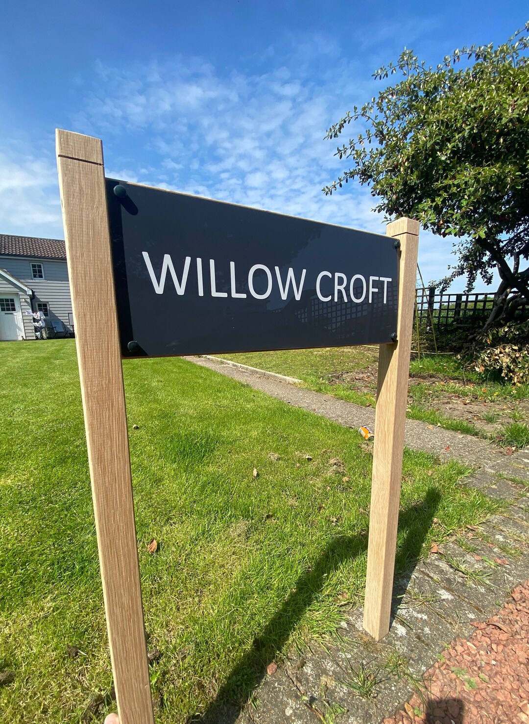 Solid Oak Post and Custom Acrylic Address Plaque, Personalised Custom ...