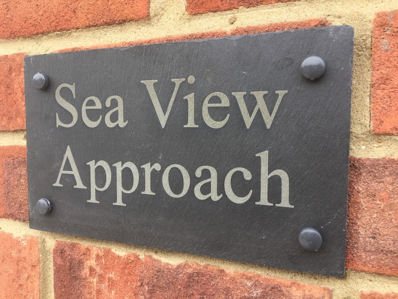 Rustic Natural Slate House Gate Sign Plaque Door Number Personalised ...