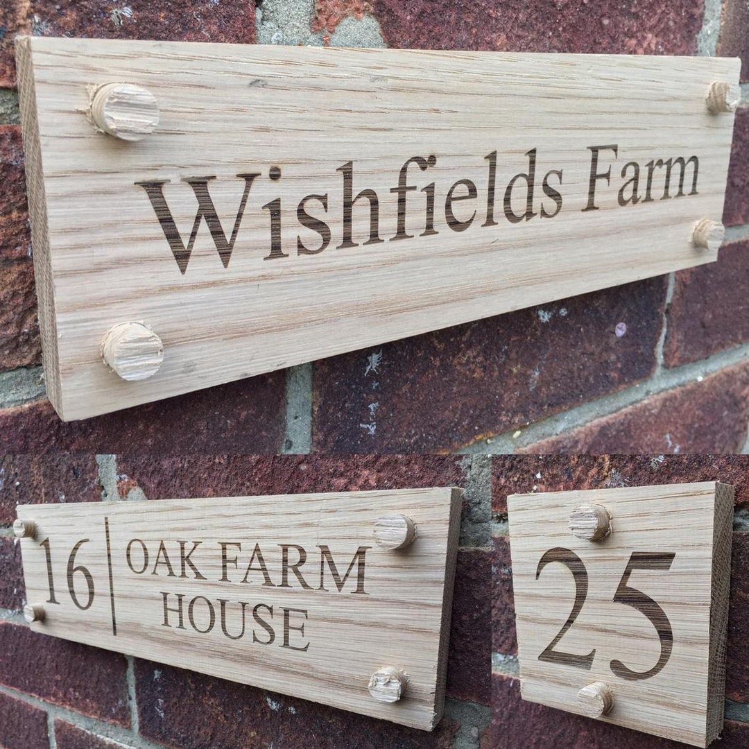 Large Solid Oak House Sign, Traditional House Sign, Wooden House Sign ...