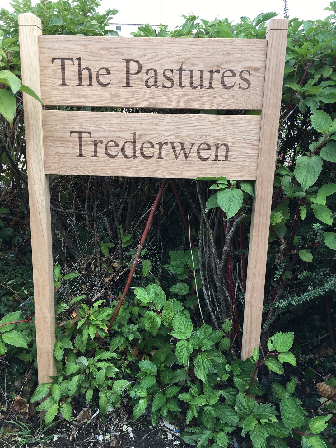 Wide Oak Freestanding Sign, Double Ladder Double Sided Solid Oak Sign ...