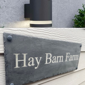 Light up Led Personalised Slate House Sign Plaque, Solar Powered Custom ...