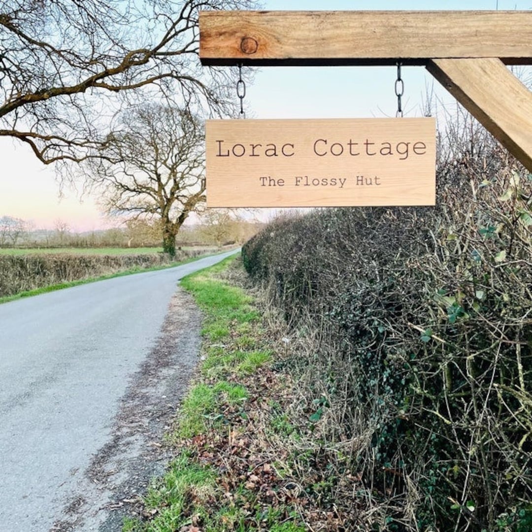 Solid Oak Double Sided Hanging House Name Plaque Hardwood Engrave Door ...