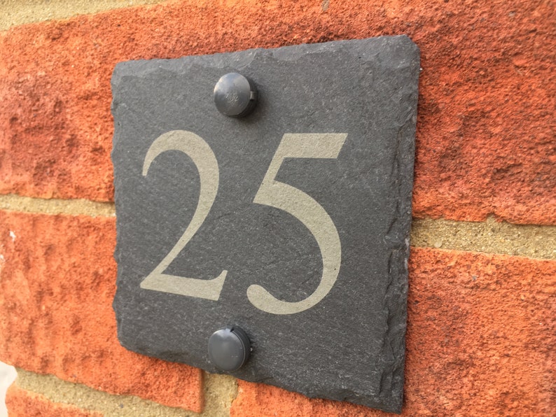 Rustic Natural Slate House Gate Sign Plaque Door Number Personalised ...