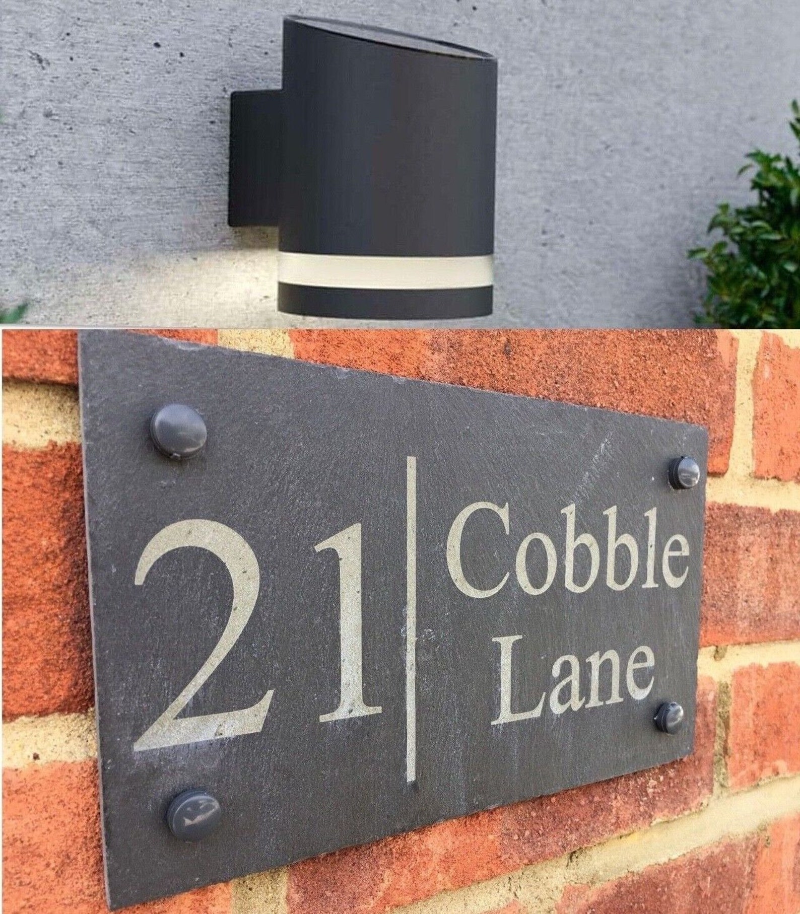 Modern Engraved Slate Solar House Sign Plaque, Natural Stone Slate ...