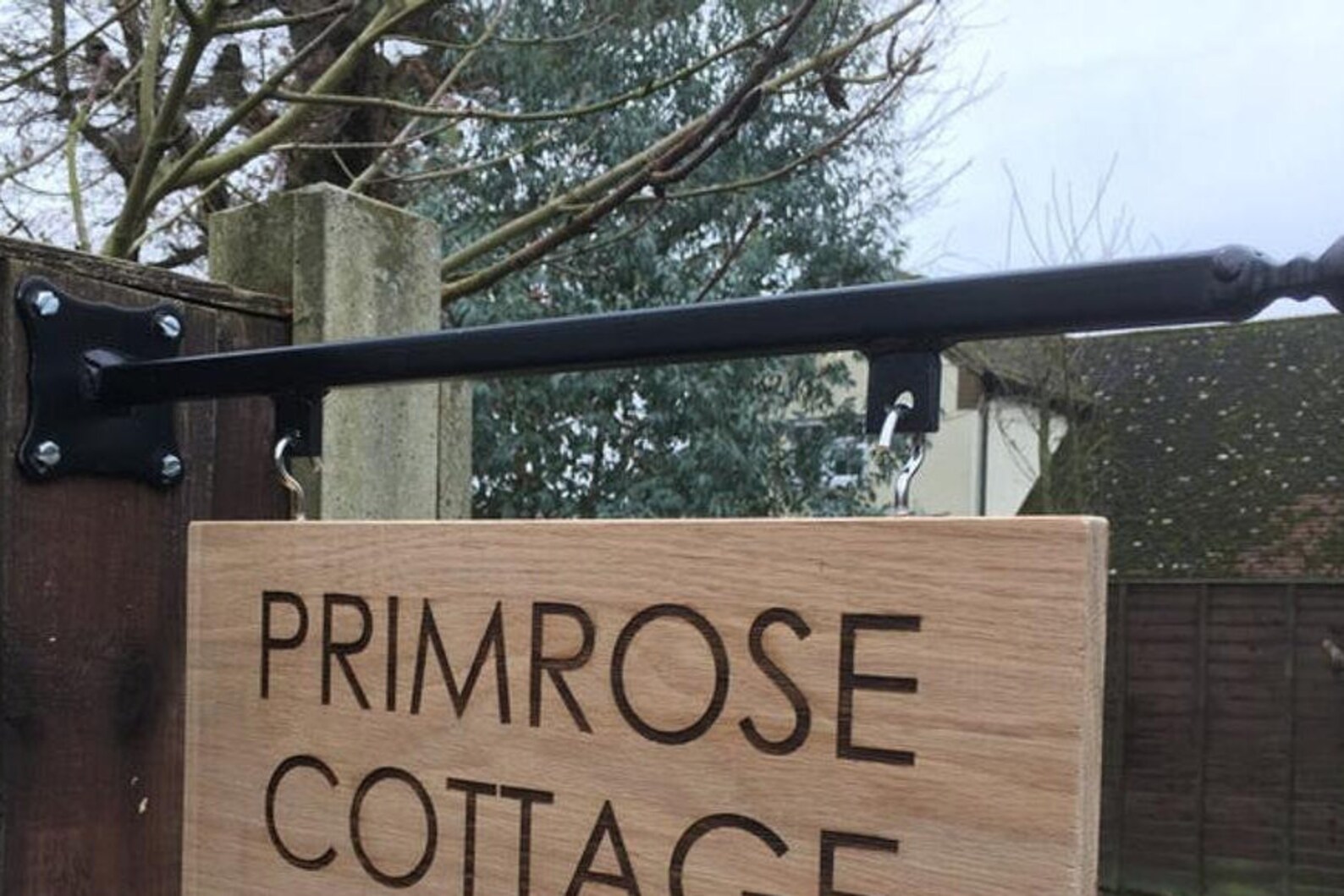 Solid Oak Personalised Hanging Sign and Metal Bracket Oak | Etsy