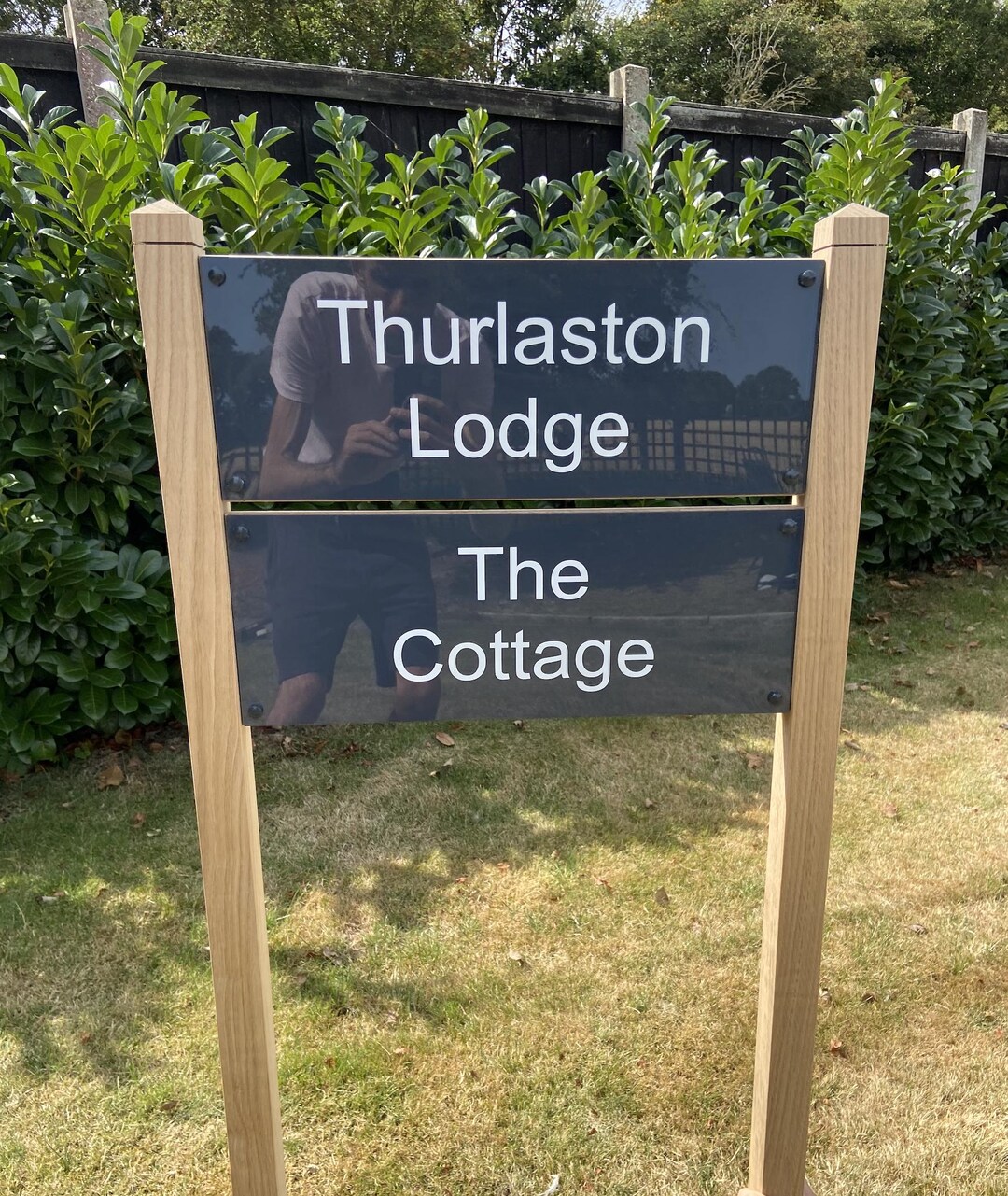 Solid Oak Post and Custom Multi Ladder Acrylic Address Plaque ...