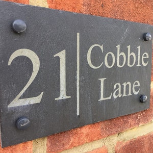 Rustic Natural Slate House Gate Sign Plaque Door Number Personalised ...