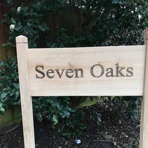 Large Modern Premium Freestanding Engraved Oak Sign With Oak Posts - Etsy