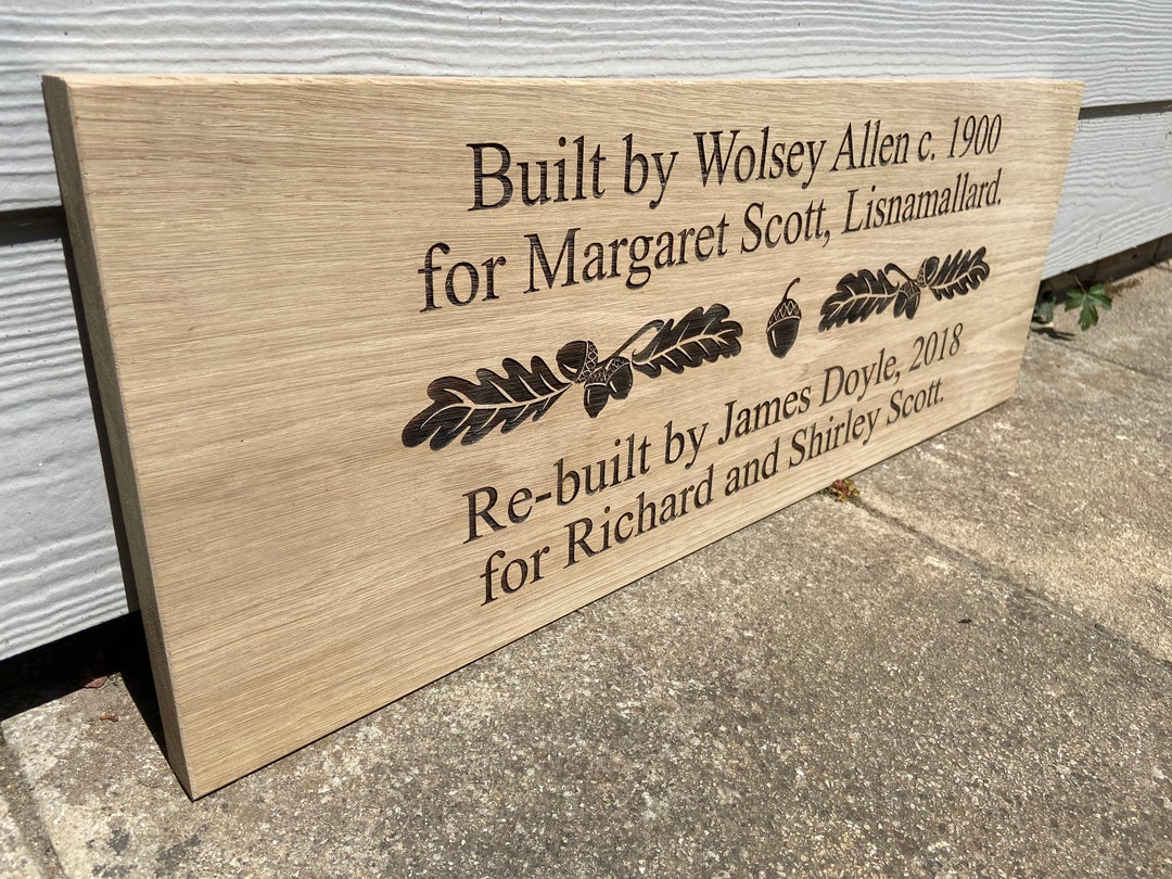 Solid Oak Custom Engraved Plaque Solid Timber Hardwood Personalised ...