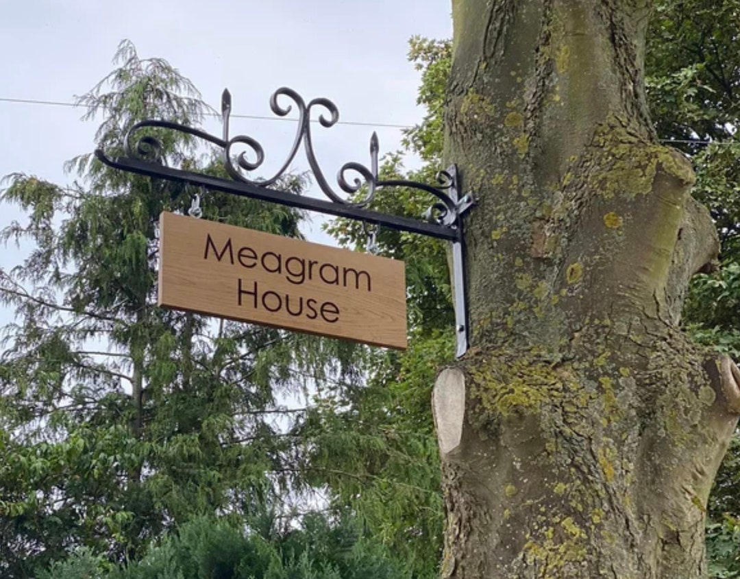 Personalised Oak Hanging House Sign, Carved, Custom Engraved Outdoor ...