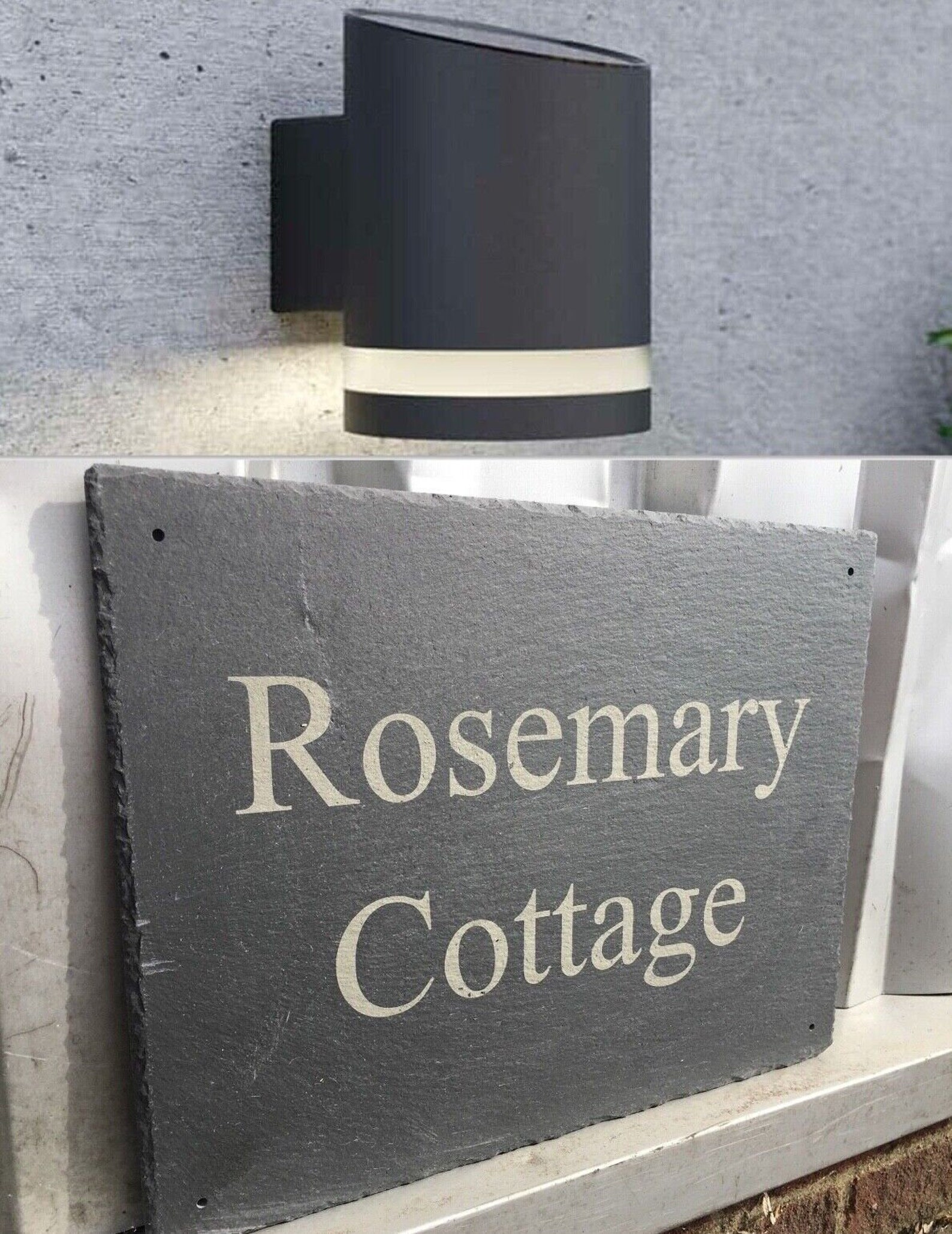 Modern Engraved Slate Solar House Sign Plaque, Natural Stone Slate ...
